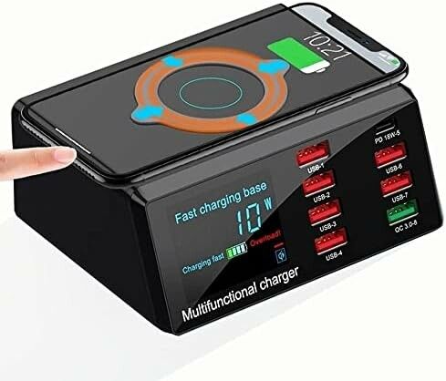 Cargador Múltiple Carga Inalámbrica Multifuncional 8 Puertos Usb WLX-X9 – Netcell